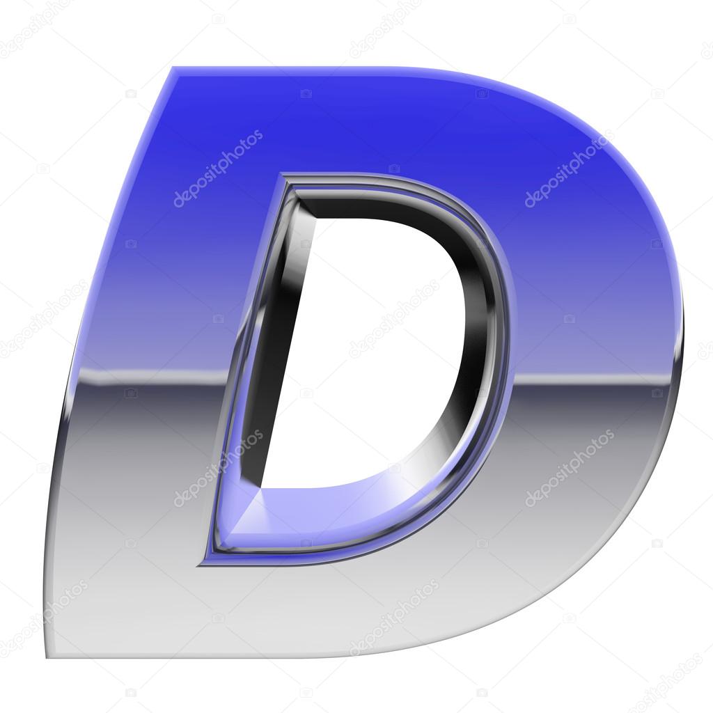 Chrome alphabet symbol letter D with color gradient reflections ...