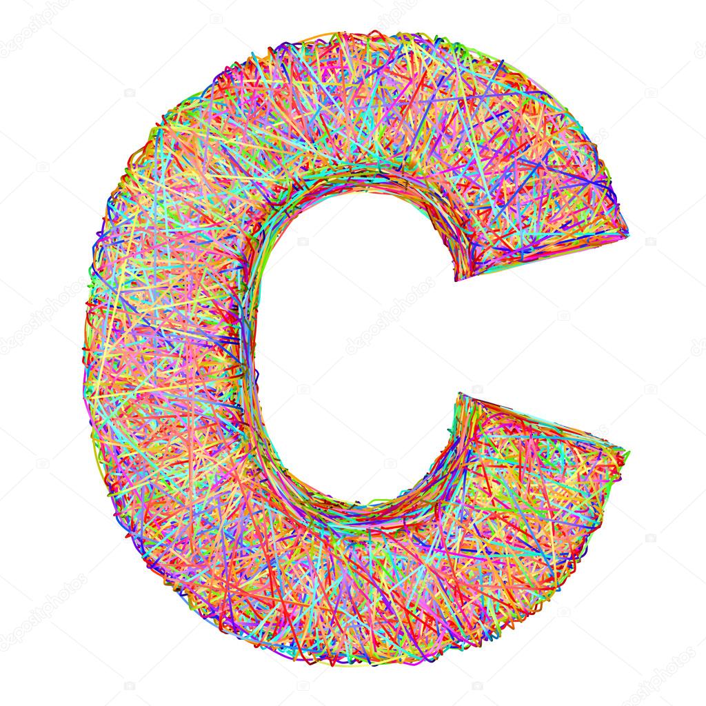 Alphabet symbole lettre c composé de striplines coloré — Photographie ...
