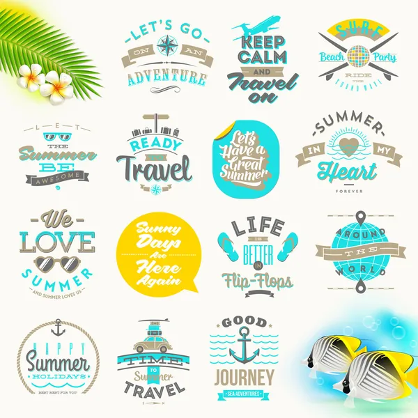 Vector set of summer holidays, vacation and travel type design — Stock ...