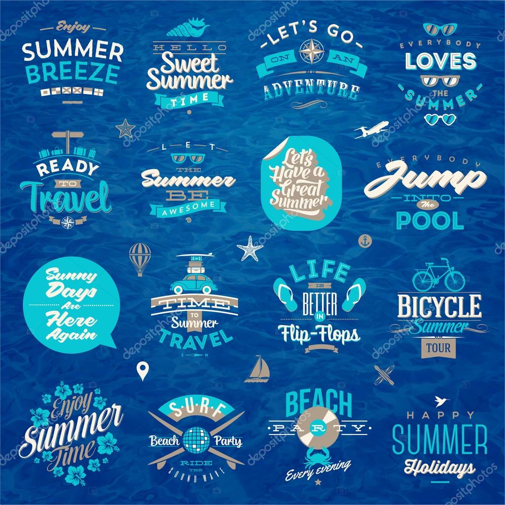 Vector illustration - Set of travel and summer vacation type design ...