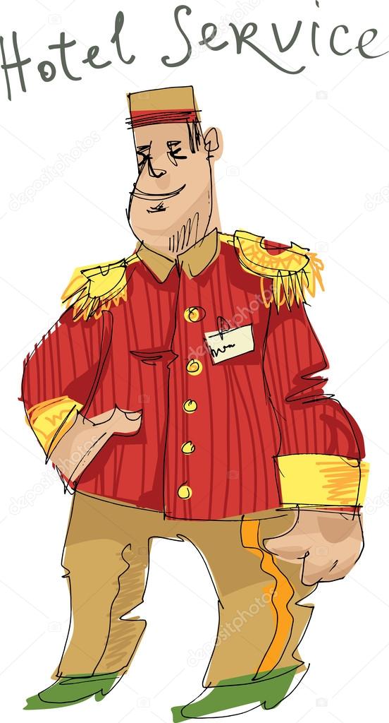 Hotel service - porter - cartoon — Stock Vector © iralu1 #31957639