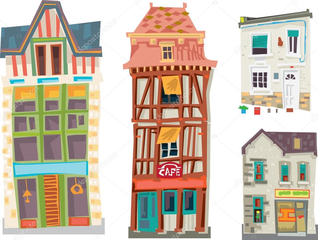 Set of facades - Edinburgh - cartoon — Stock Vector © iralu1 #32386329