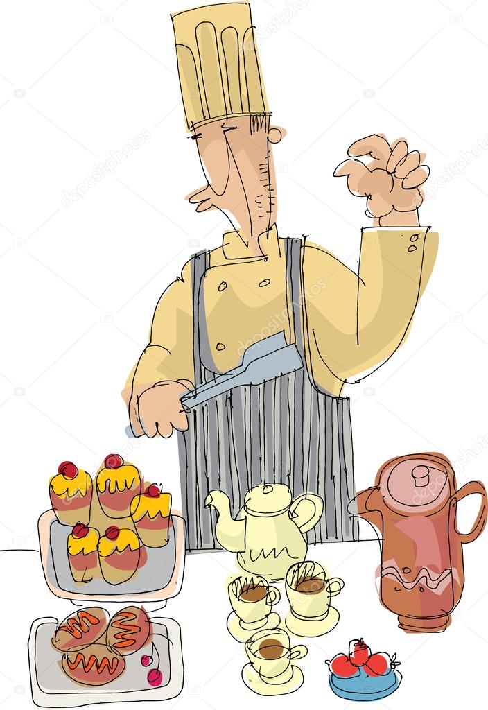 Chef at buffet food party Stock Vector Image by ©iralu1 #32387193