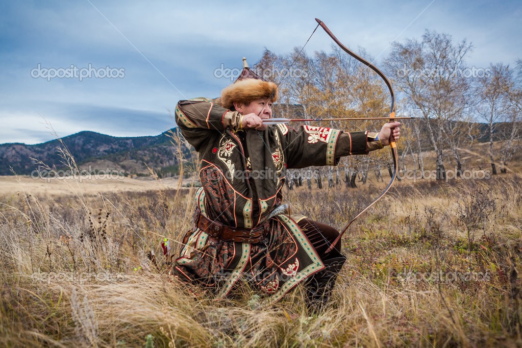 Nomad. Kazakh, hungarian warrior whith bow. Hunter. – Stock Editorial ...