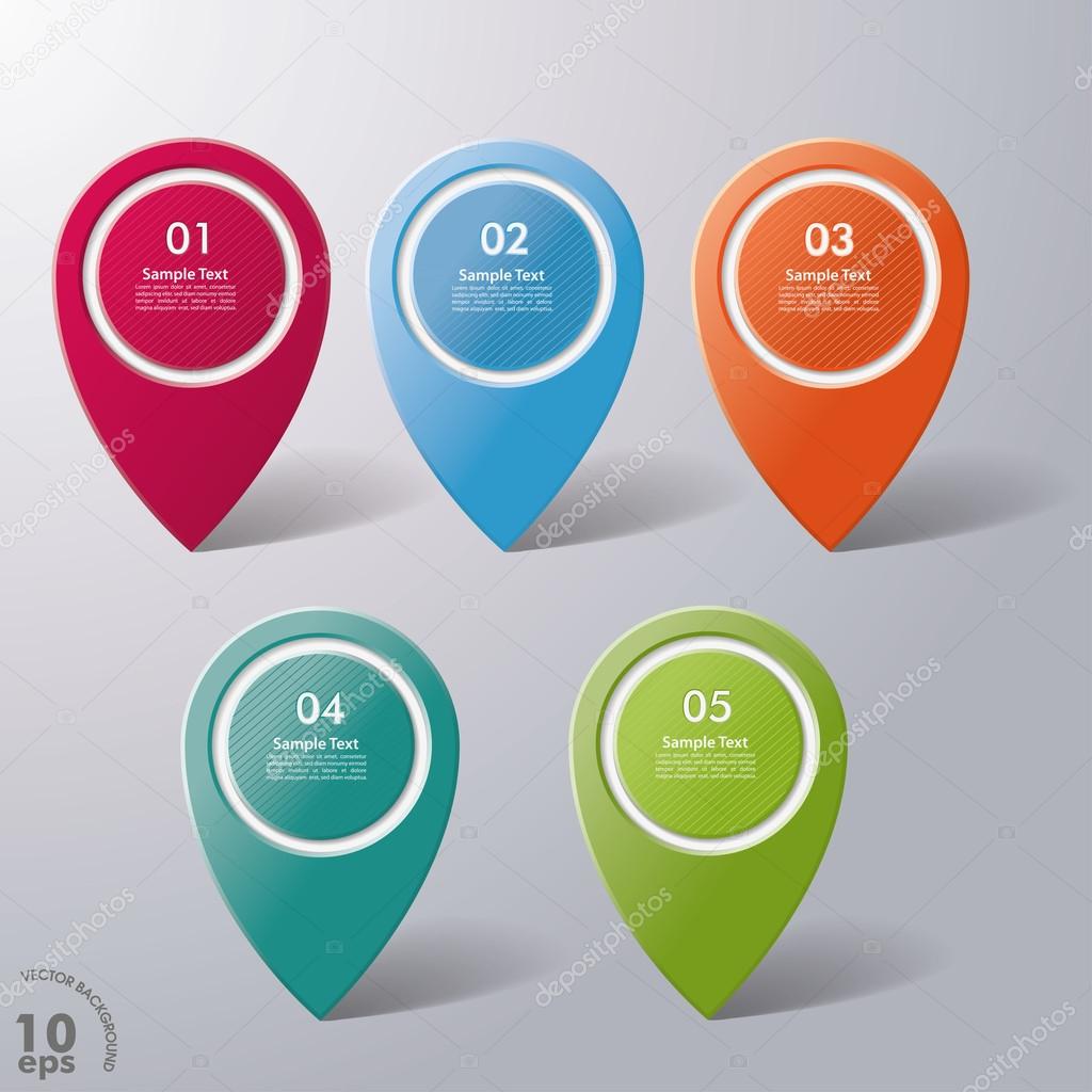 Five Colorful Infographic Markers Stock Vector Image by ©limbi007 #26872549