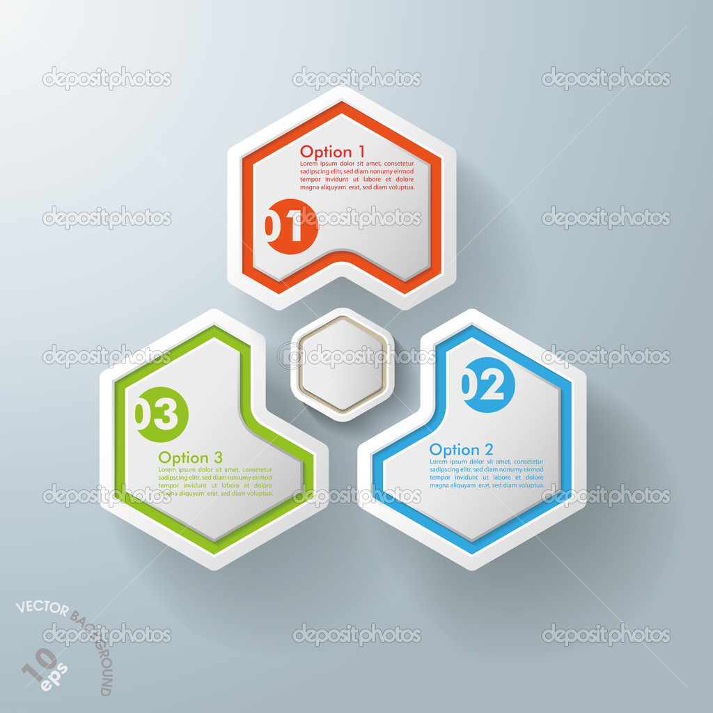 Three Hexagons With Hexagon Centre — Stock Vector © limbi007 #28188547