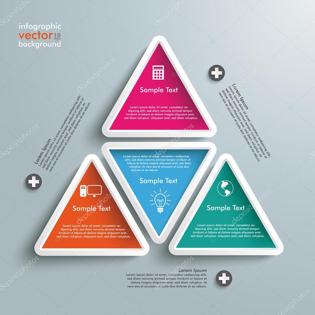 Big Triangle With Four Colored Triangles Infographic Stock Vector Image ...