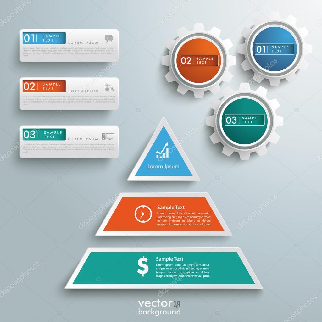 Colored Pyramid 3 Pieces Gears Stock Vector Image by ©limbi007 #40777495
