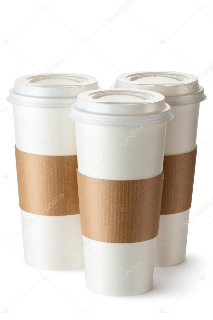 Three take-out coffee with cup holders — Stock Photo © fotofermer #15544543