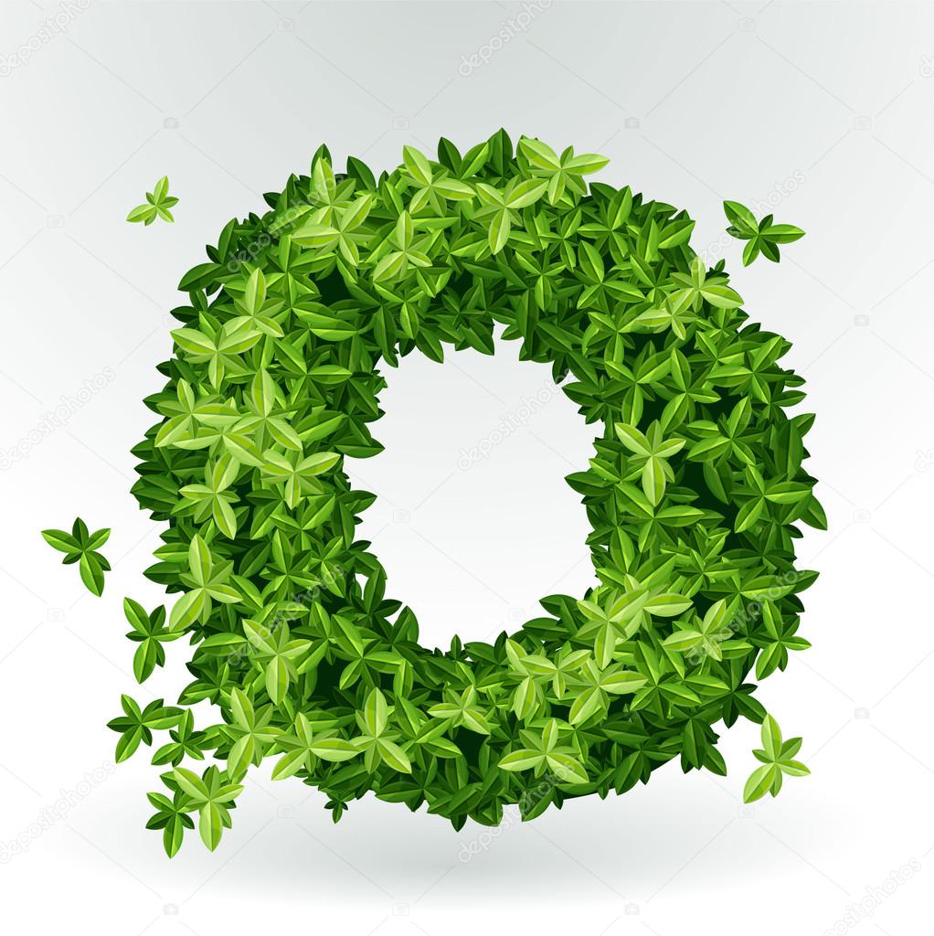 Letter O, green leaves summer vector alphabet. Stock Vector Image by ...