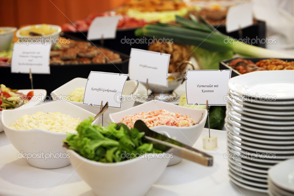 Salads in dishes on a buffet table — Stock Photo © Farina6000 #27577811