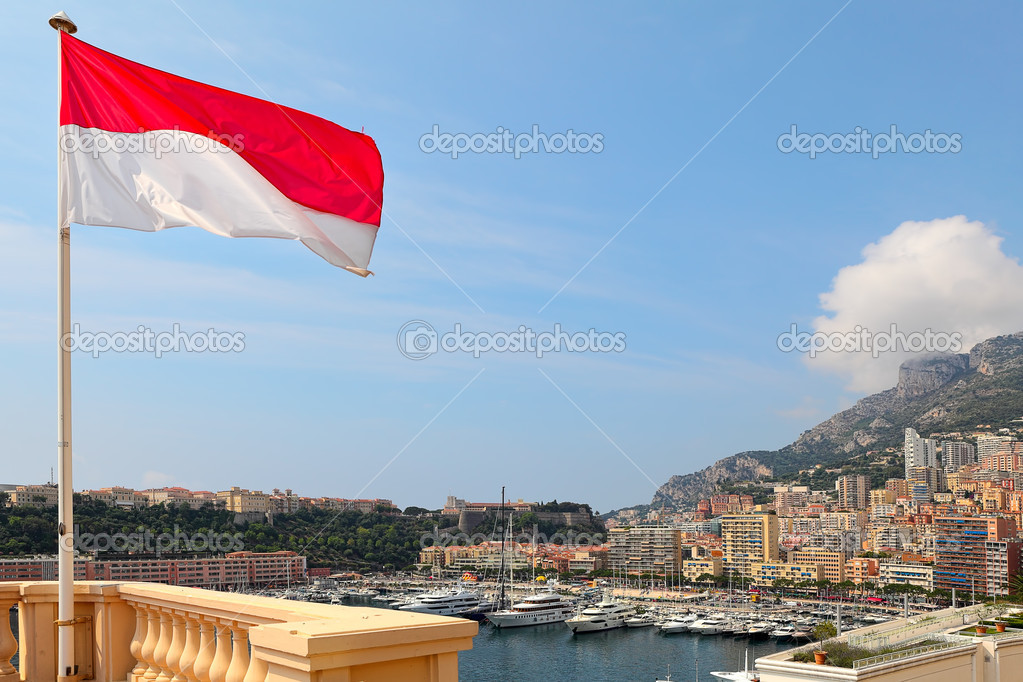 Monaco flag and Monte Carlo skuline. — Stock Photo © rglinsky #36546289
