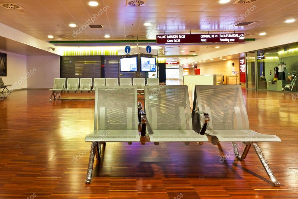 Departures area interior view in Bergamo airport. Stock Photo by ...