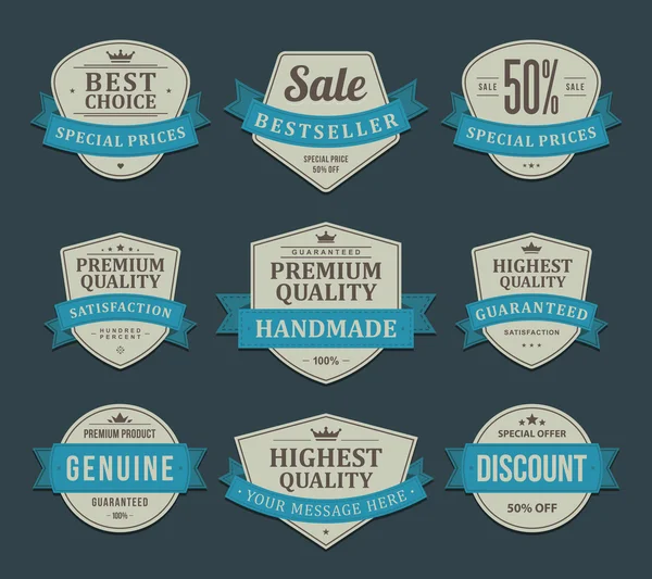 Vector set of retro labels, buttons and icons Stock Vector Image by ...