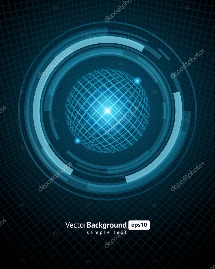 Abstract technology circles with wire globe vector background Stock Vector Image by ©VikaSuh ...