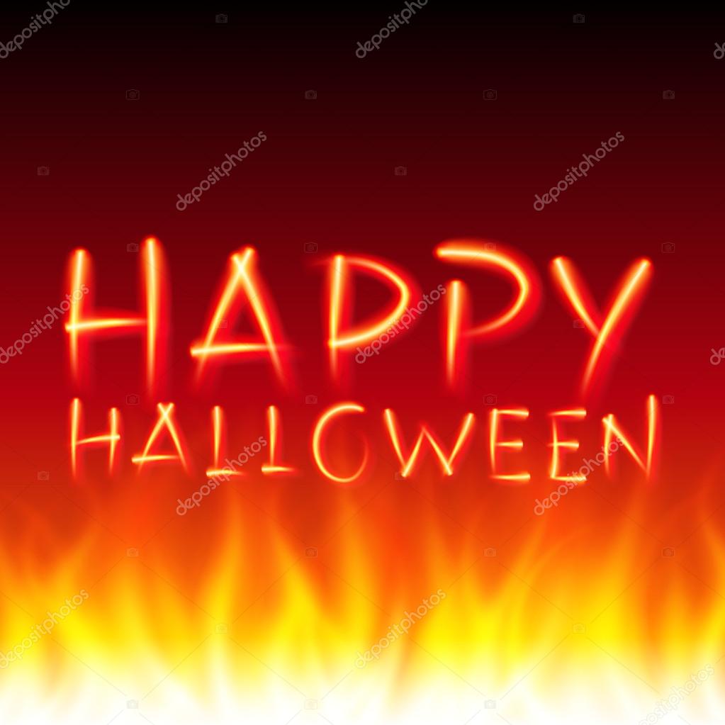 Halloween message lettering from flame fire. Vector background 10 ...