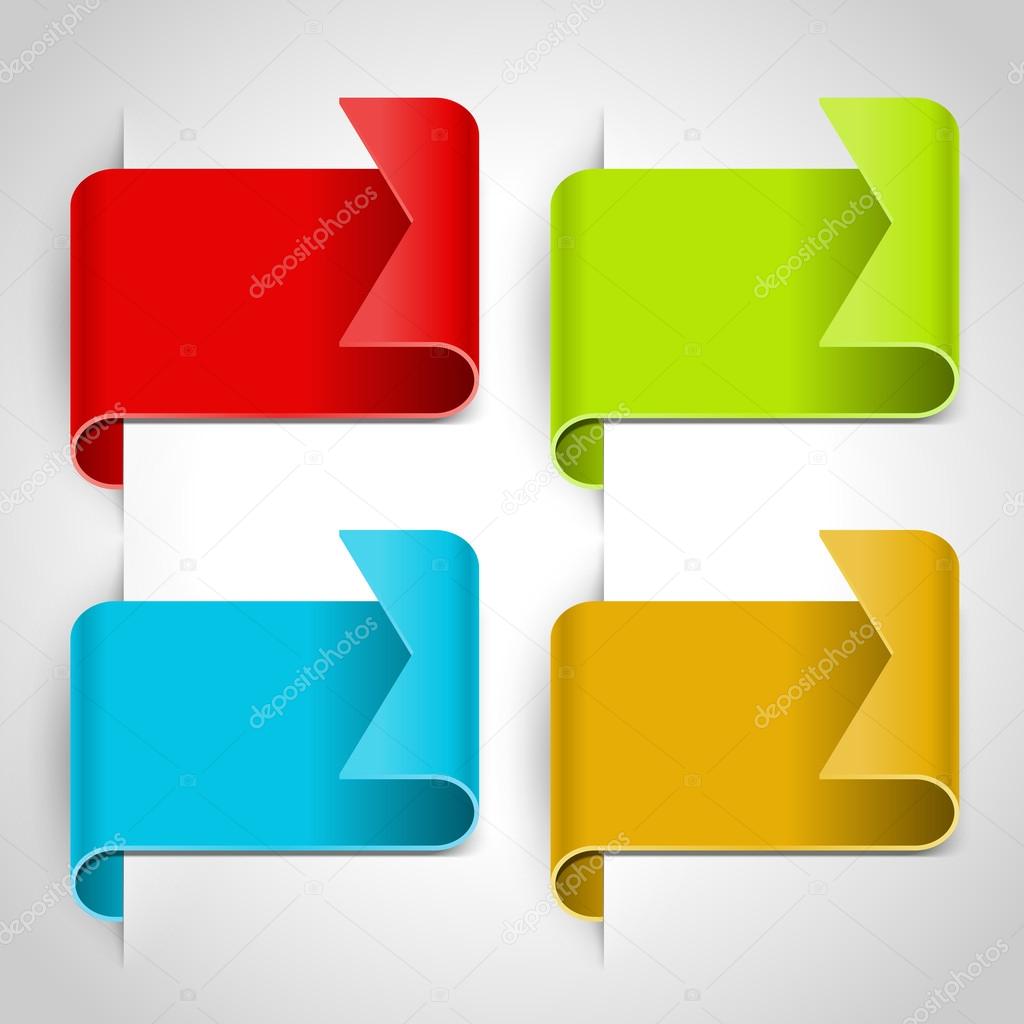 Vector bookmarks set. Transparent shadow easy replace background and ...