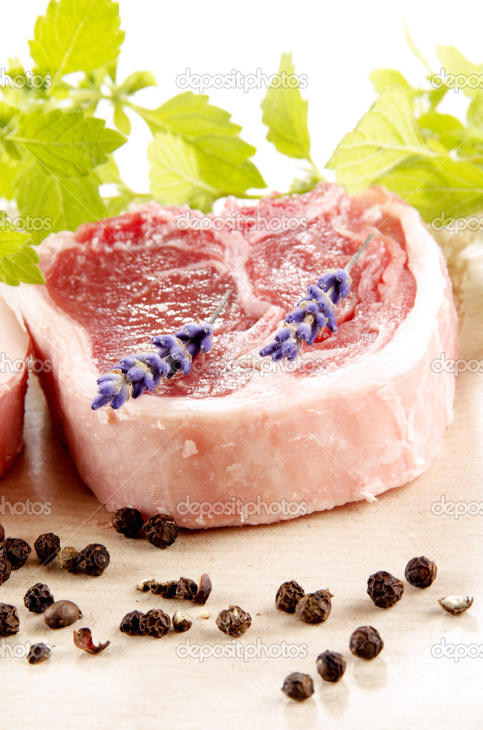 Lamb chop and lavender Stock Photo by ©Szakaly 29450655