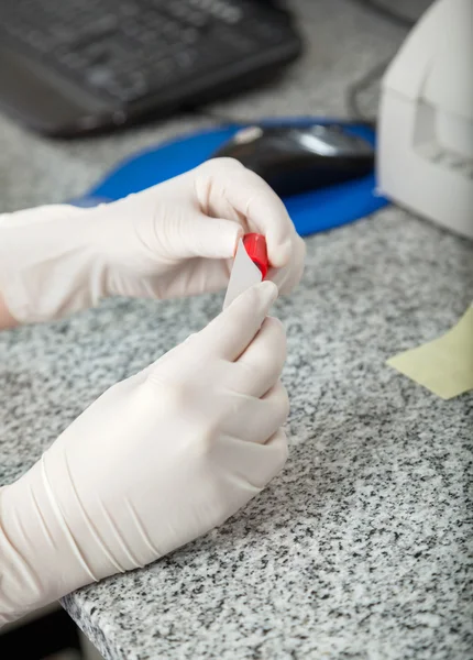 Technician Labeling Test Tube In Lab Stock Photo by ©SimpleFoto 41256231