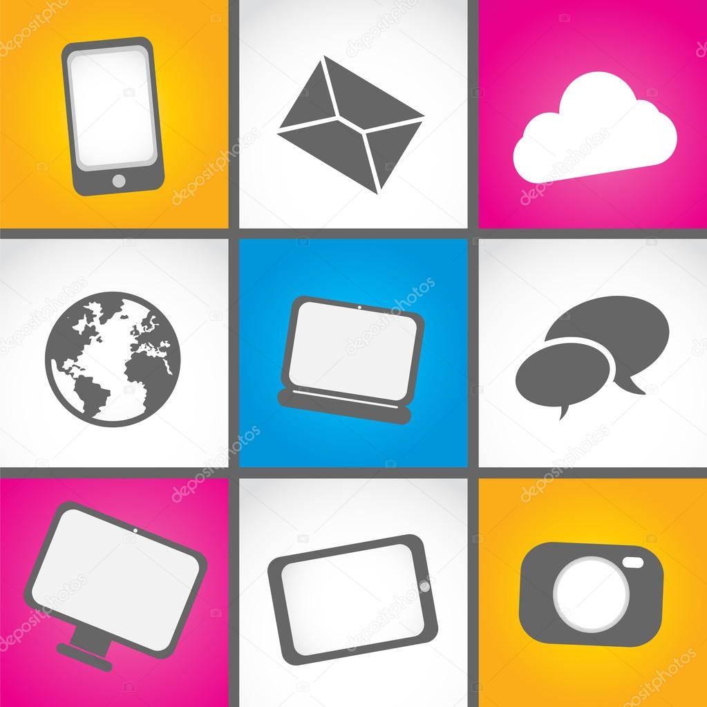 Colorful mobile contact icon set Stock Vector Image by ©burakowski ...
