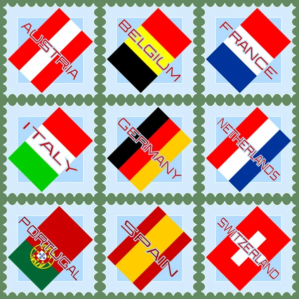 European countries stamps — Stock Vector © KatSov #5898477