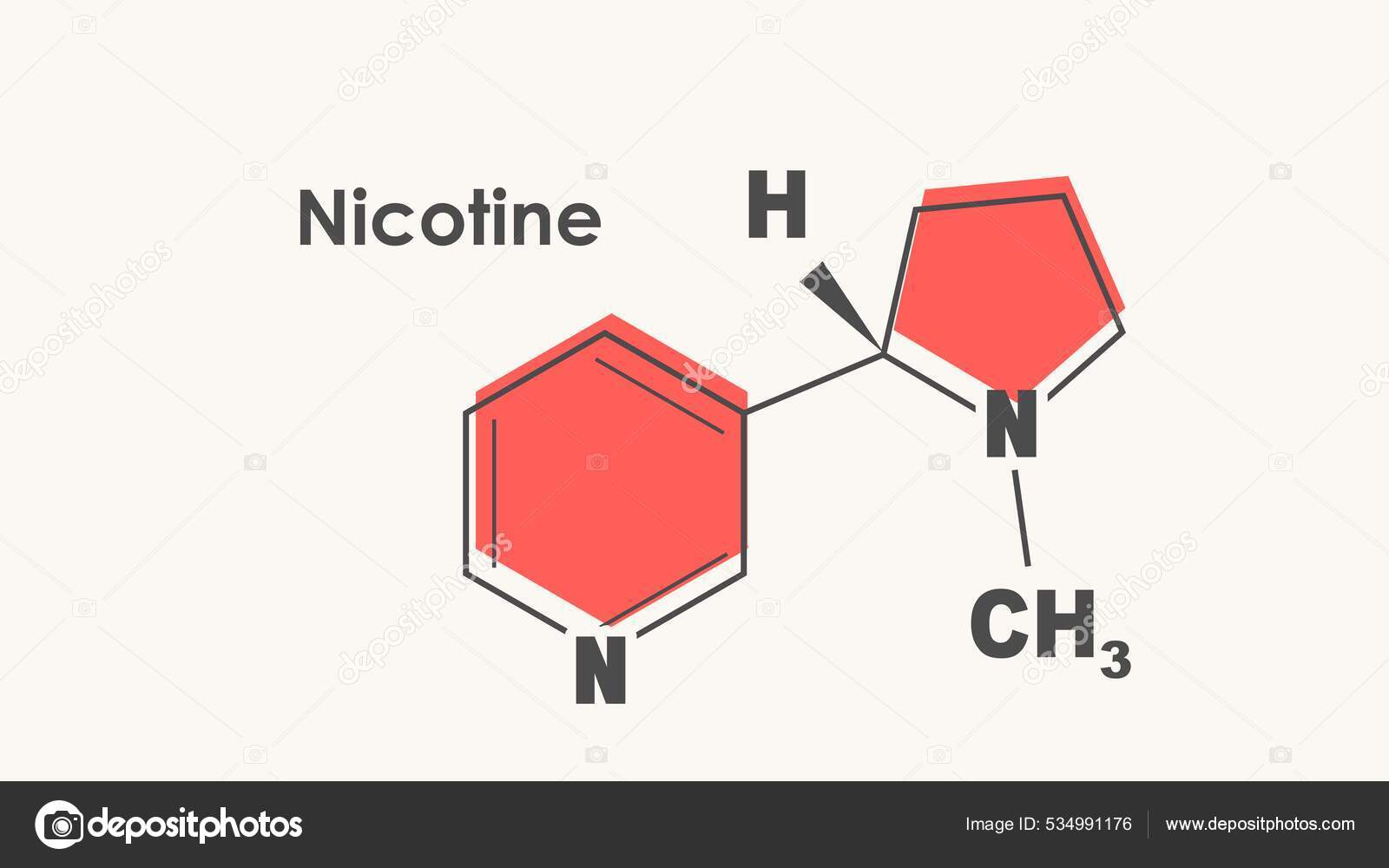 Fórmula química estructural de la nicotina. Ilustración infográfica ...