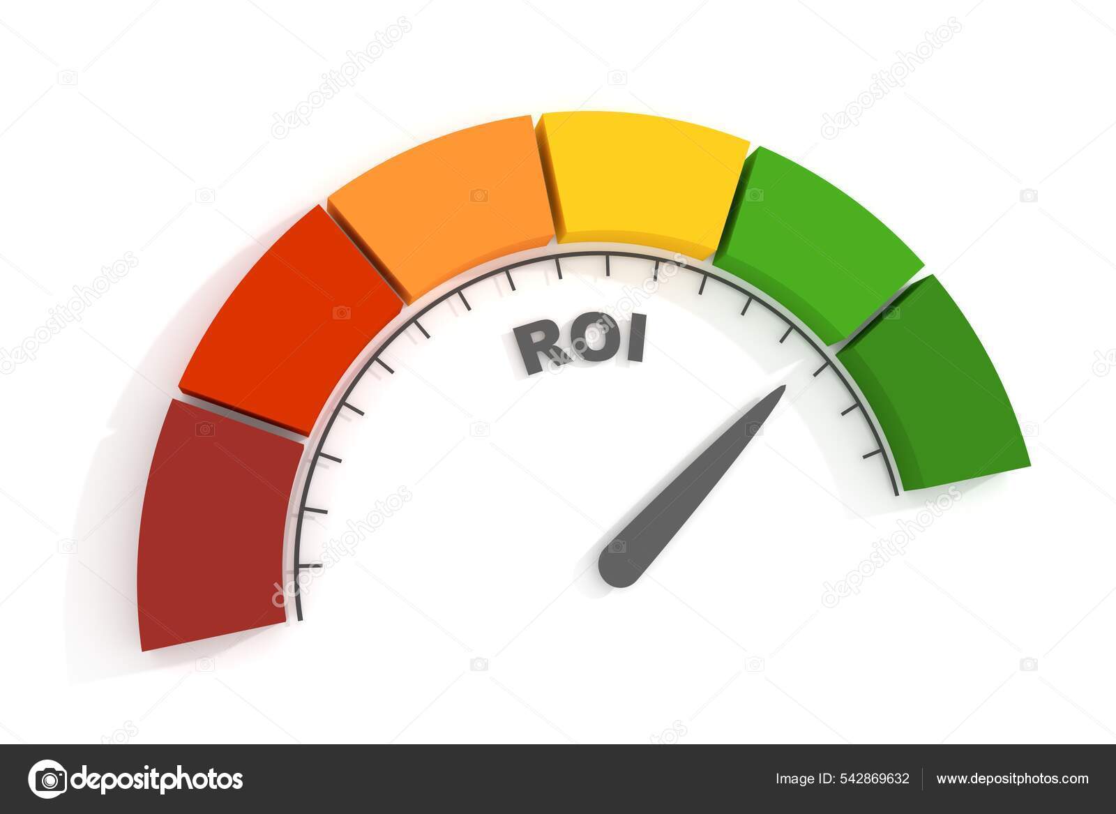 Measuring device concept. ROI means return on investment. 3D render ...