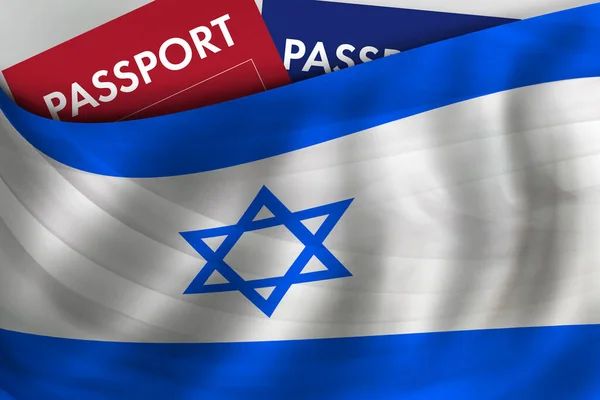 Israeli flag background and passport of Israel. Citizenship, official ...