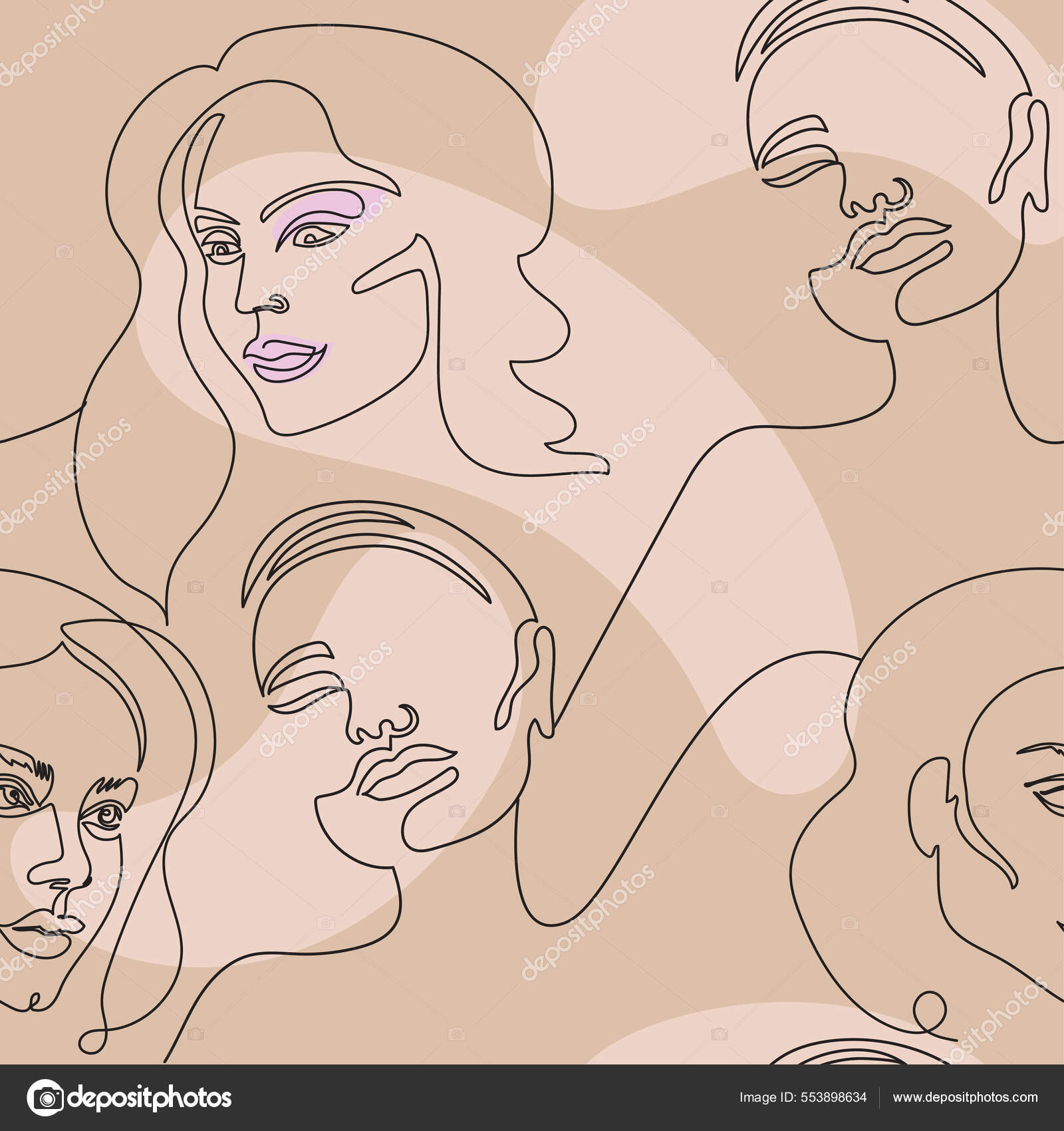 Beautiful female face one line art illustration. Minimalistic linear ...