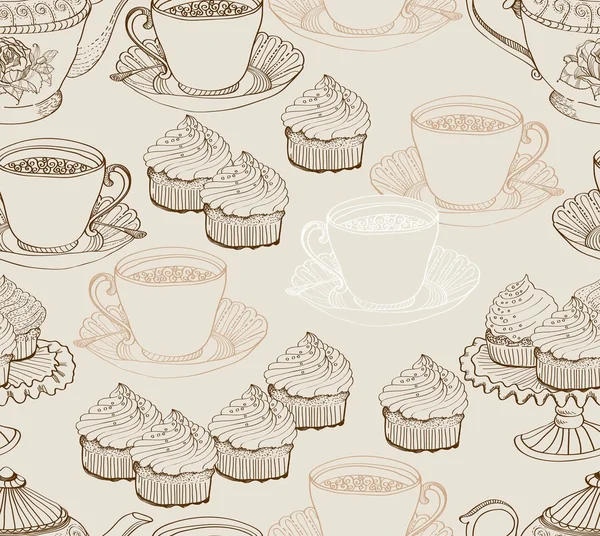 Vintage morning tea background, seamless pattern for design Stock ...