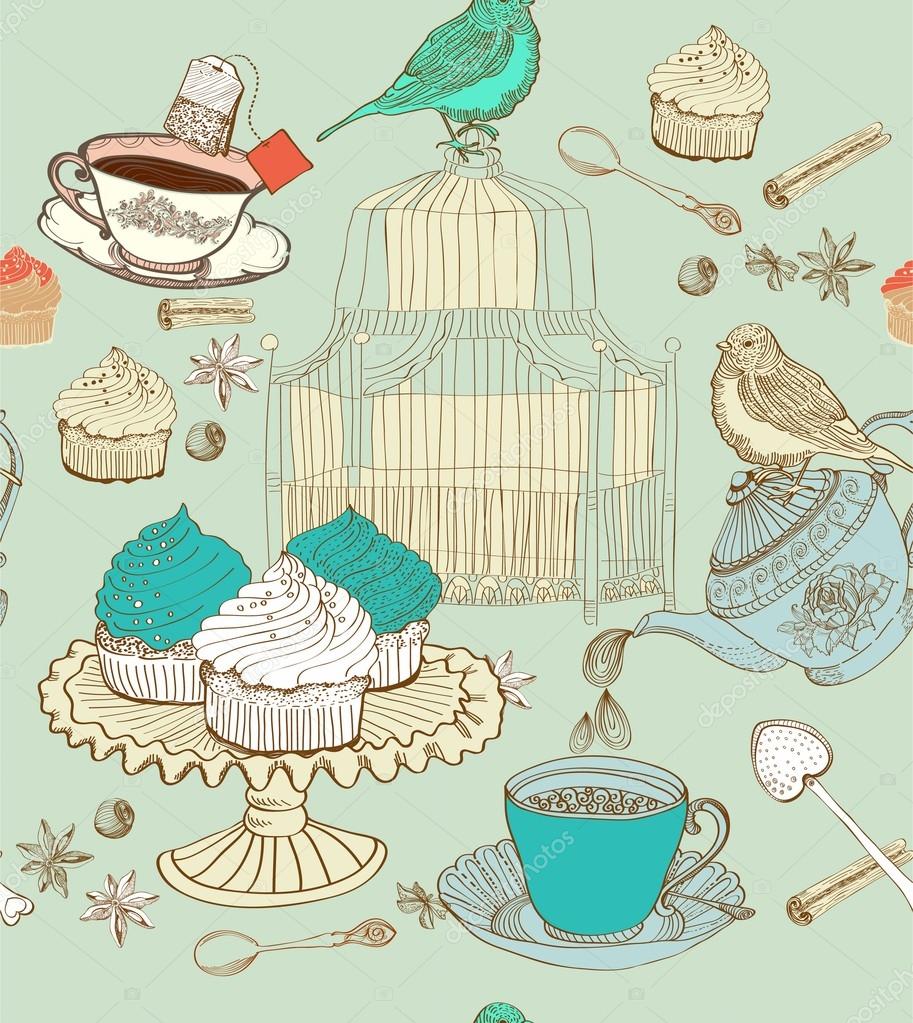 Vintage tea background Stock Vector Image by ©Vasilek #13633640
