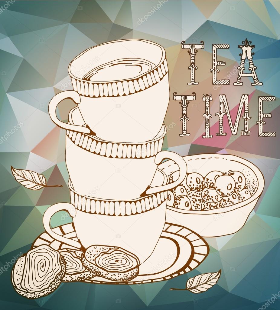 Vintage tea time background Stock Vector by ©Vasilek 22985588