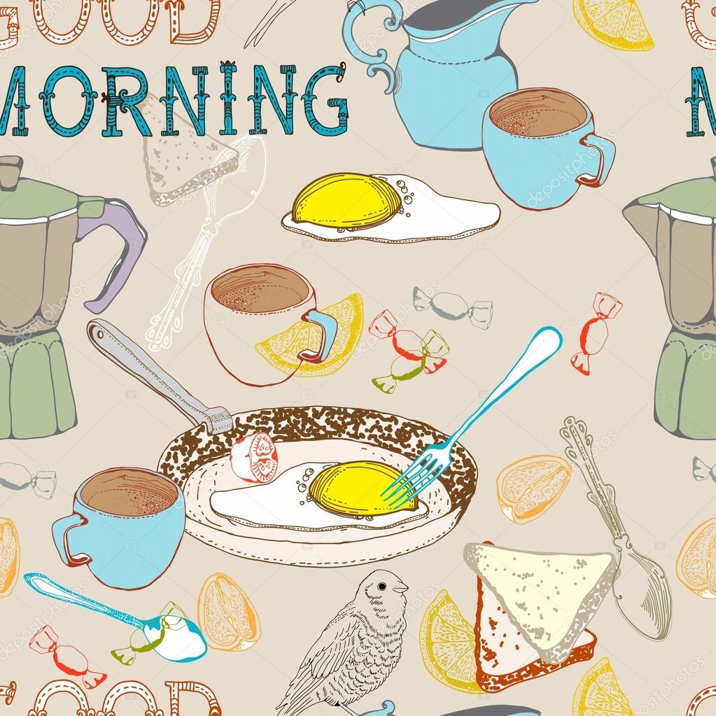 Seamless vintage morning breakfast background Stock Vector by ©Vasilek ...