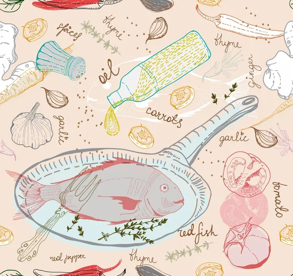 Background with taste Fish dish Stock Vector Image by ©Vasilek #25071459