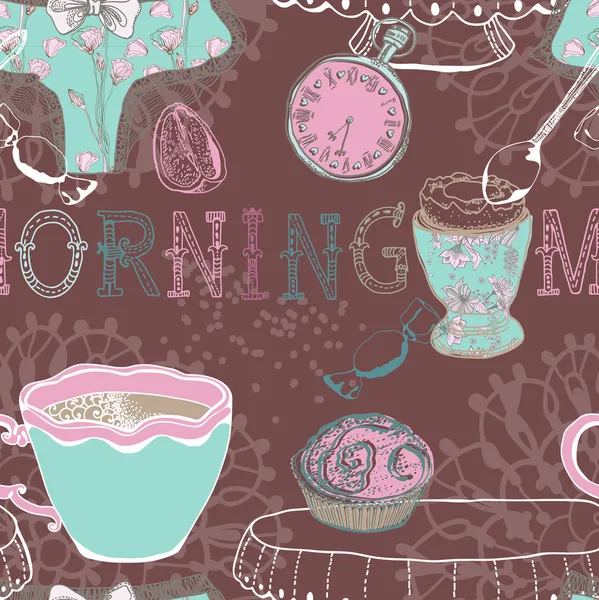 Vintage tea time background, seamless pattern Stock Vector Image by ...