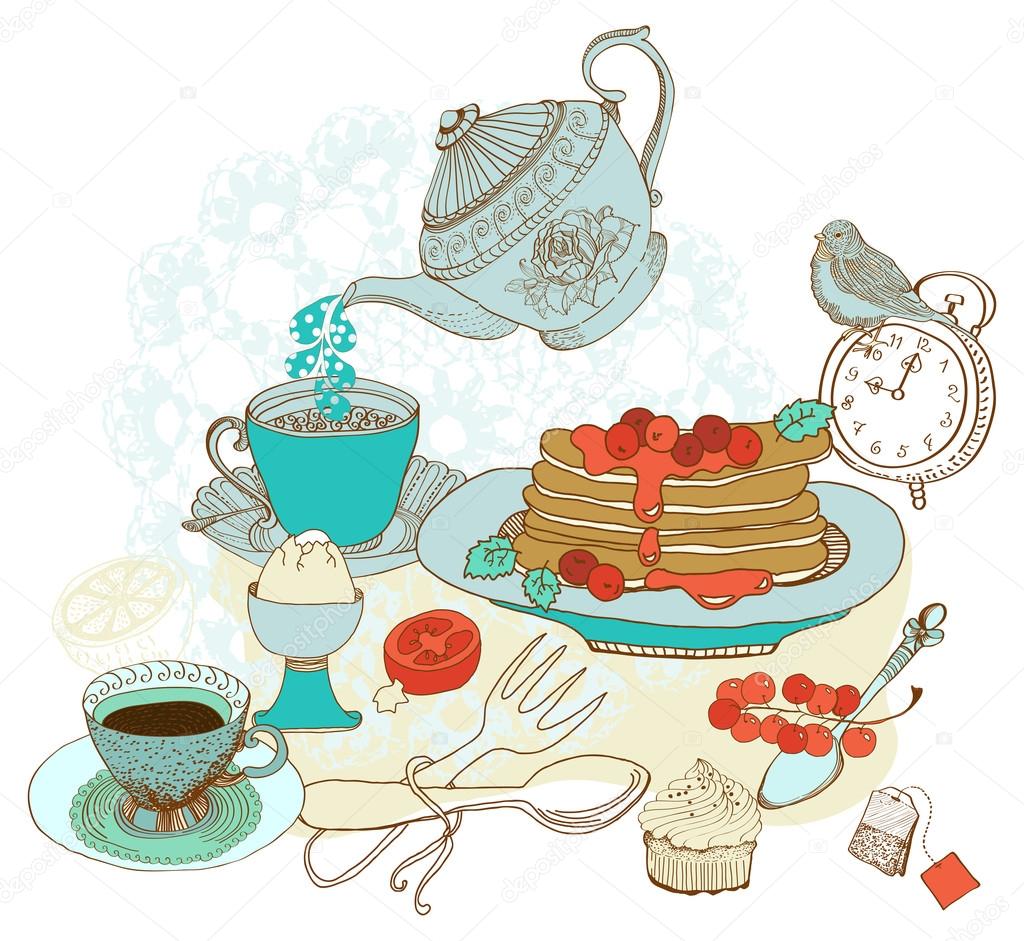 Vintage color morning tea background Stock Vector Image by ©Vasilek ...