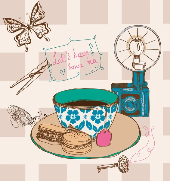 Vintage tea time Vector Art Stock Images | Depositphotos