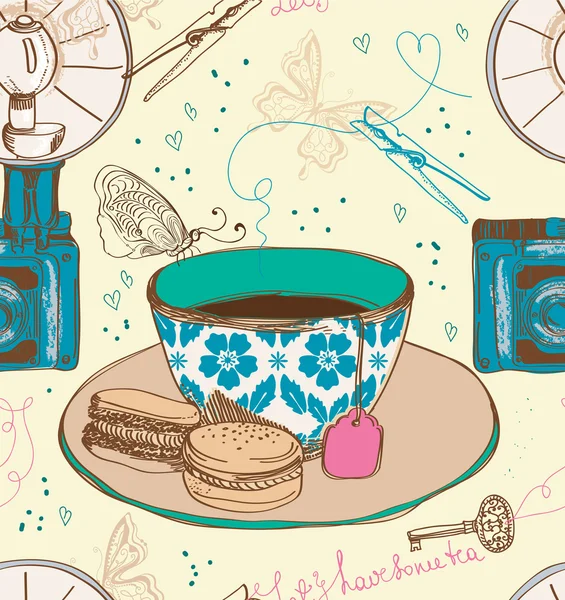 Vintage tea time Vector Art Stock Images | Depositphotos