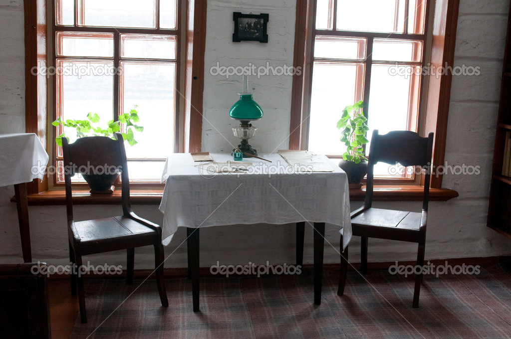 Interior of Lenin's house in siberian urban-type settlement ...