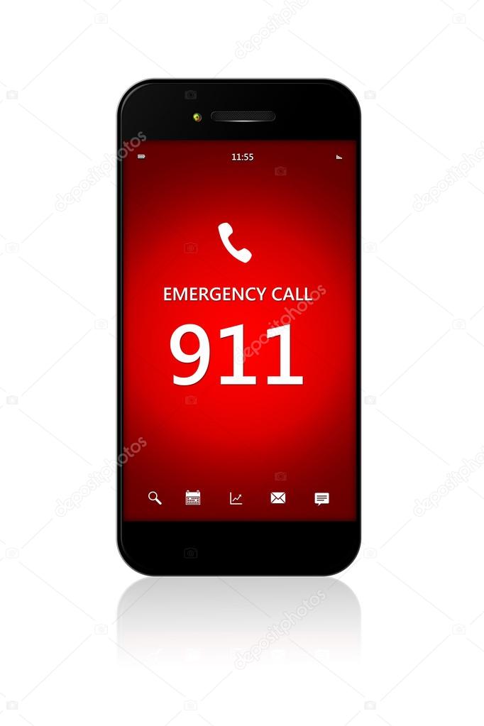 Mobile phone with emergency number 911 isolated over white Stock Photo ...