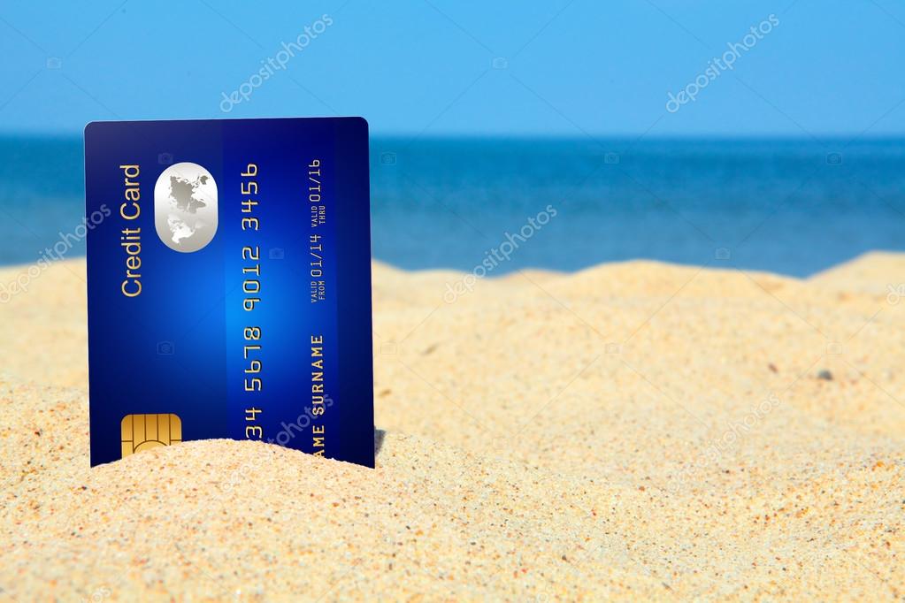 Credit card on the beach Stock Photo by ©ayo888 50265339