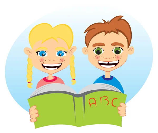 School Children Reading Clipart