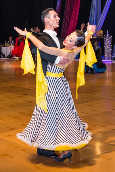 Dancers dancing slow waltz on the dance conquest - Stock Image - Everypixel