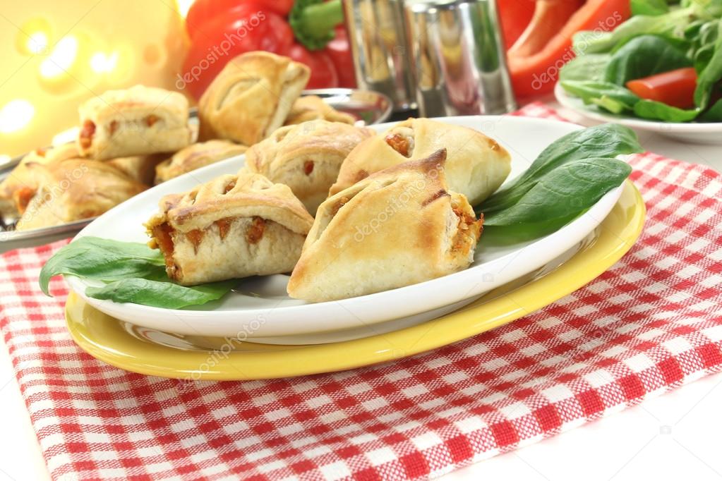 Puff pastry with bell peppers and cheese filling Stock Photo by ...