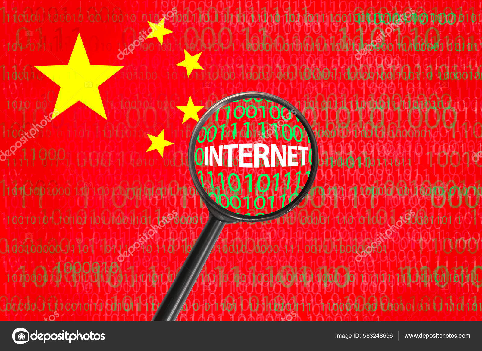 China Internet Concept Hacker Cyber Attack Chinese Flag Internet Matrix — Stock Photo © dovapi ...