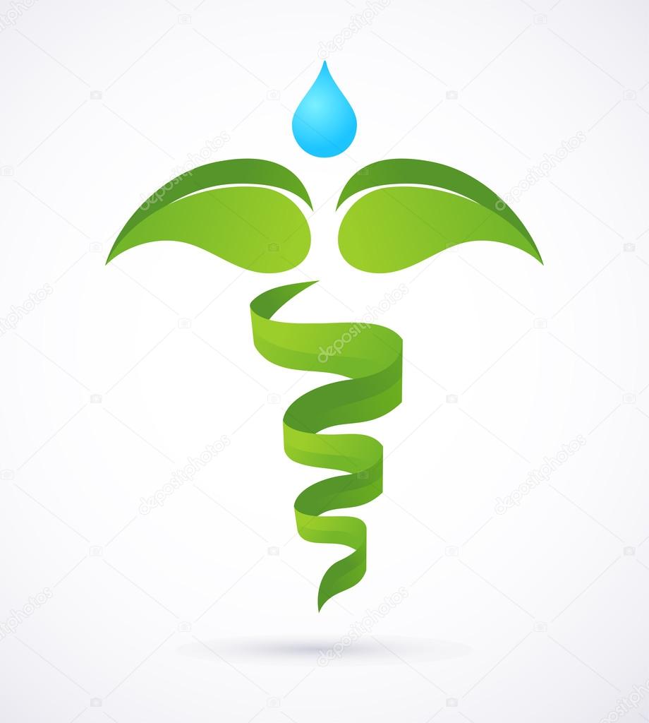 Medical caduceus - alternative medicine green and nature symbol Stock ...