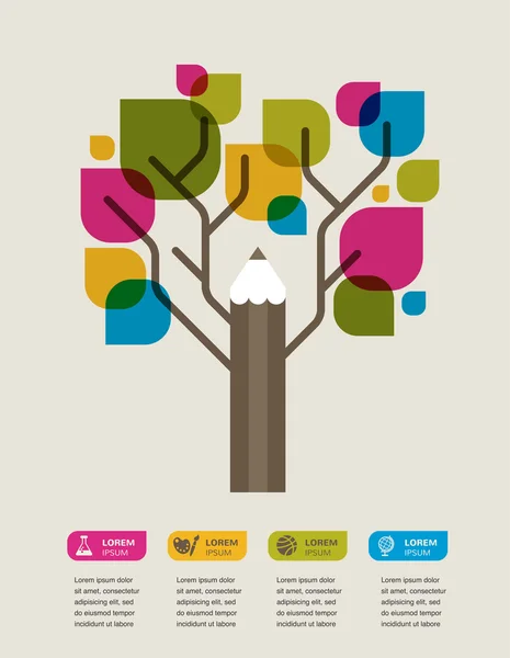 Colorful education tree with pencil and text space — Stock Vector ...