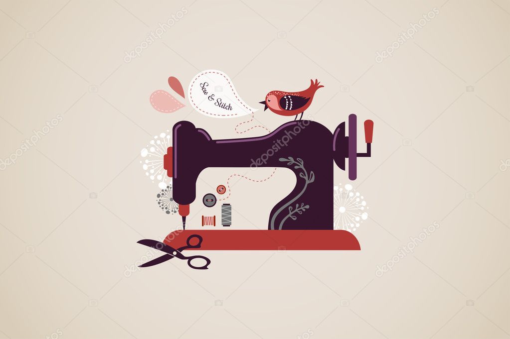 Vintage Sewing Machine Stock Illustration By ©marish 38403711