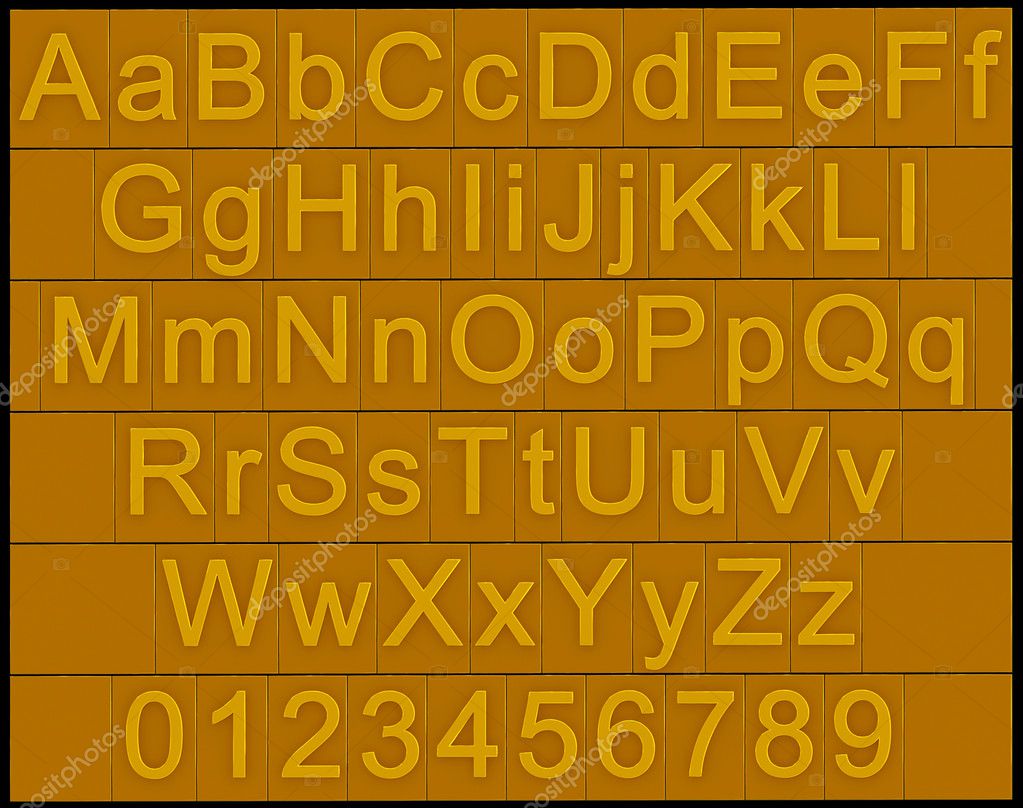 Alphabet and numbers - golden blocks — Stock Photo © 3dvlaa #12310078