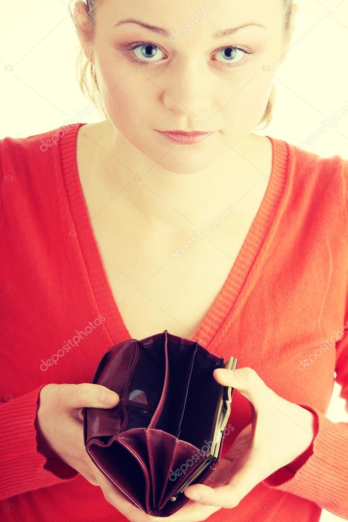 Young woman shows empty wallet — Stock Photo © piotr_marcinski #42261219